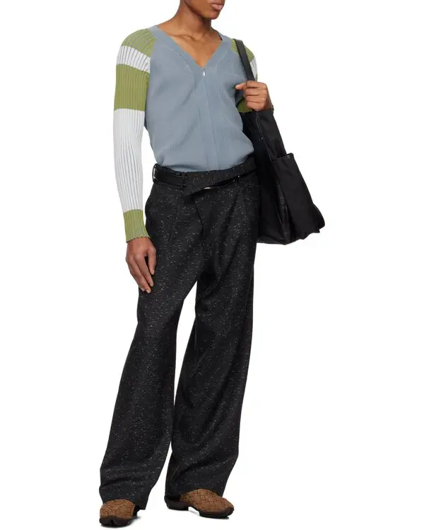Kiko Kostadinov Ribbed Y-Neck Zip-Up Cardigan With Raglan Sleeves